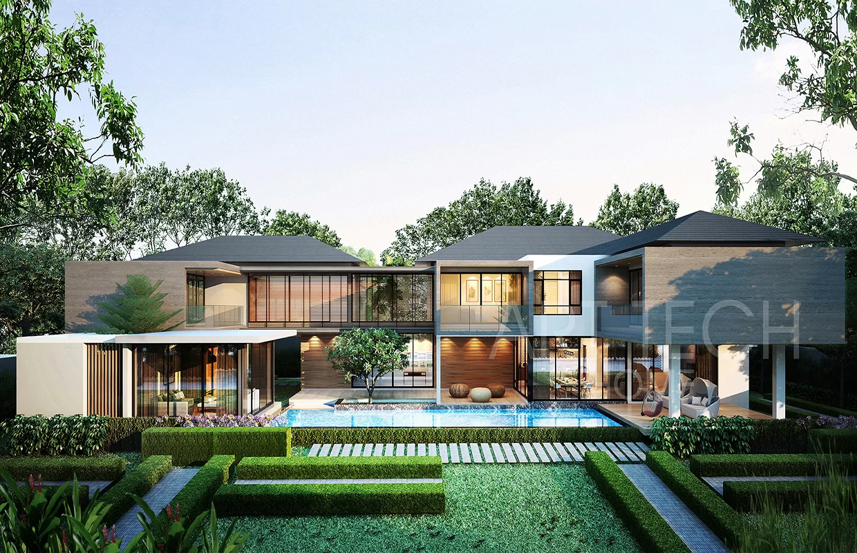 บริษัทรับสร้างบ้าน แบบบ้านขนาด 1000-1200 ตรม : Art Tech Home